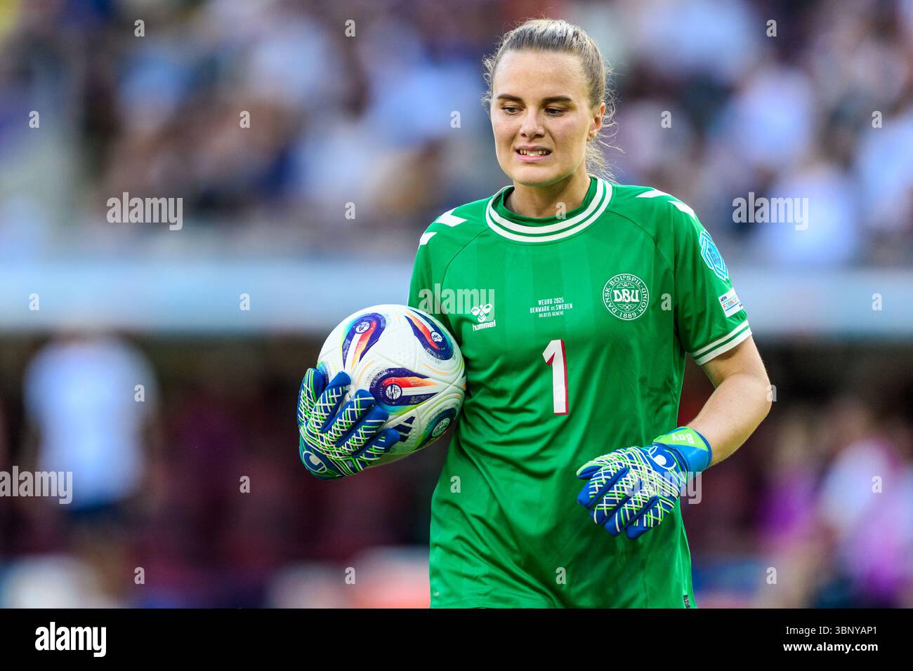 250704 Goalkeeper Maja Bay Østergaard of Denmark during the UEFA Women's Euro 2025 Championship ...