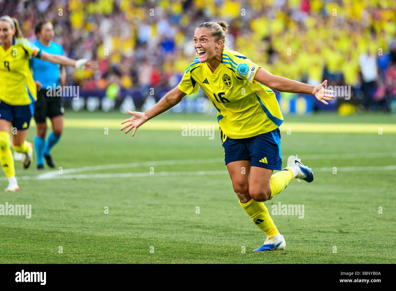 Filippa Angeldahl of, Sweden. , . celebrates scoring 1-0 during the ...