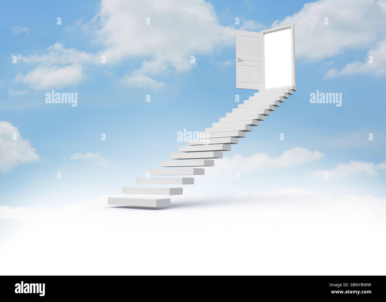 Steps leading to open door in the sky Stock Photo - Alamy