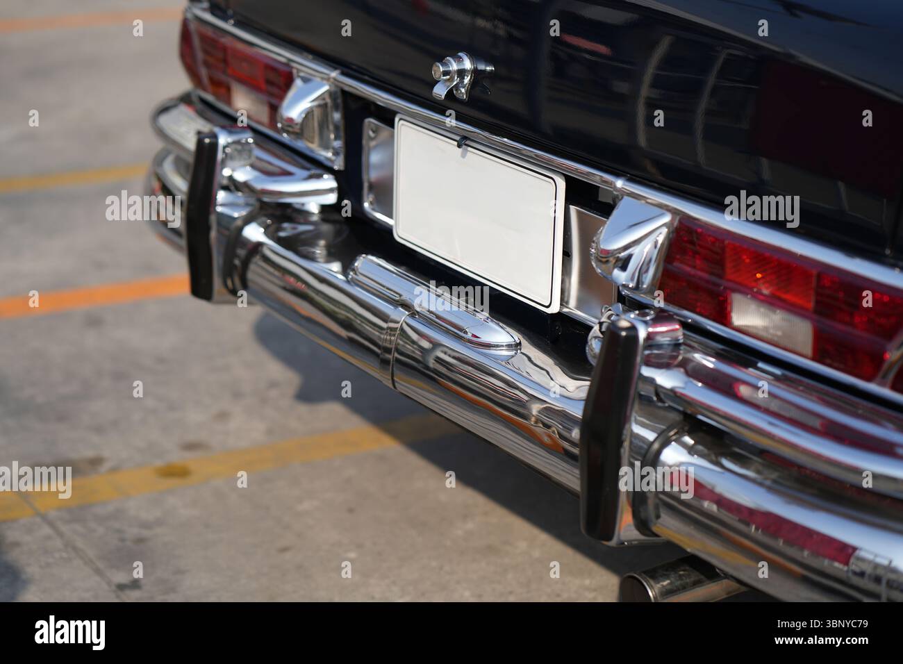The position and mounting of license plates on classic cars, showing ...