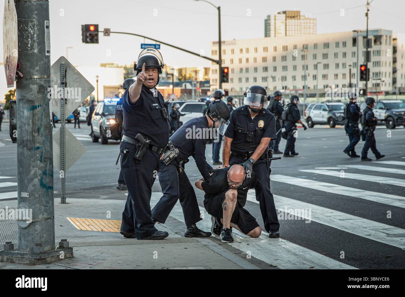 Los Angeles, USA. 05th July, 2025. LAPD officers arrest a demonstrator ...