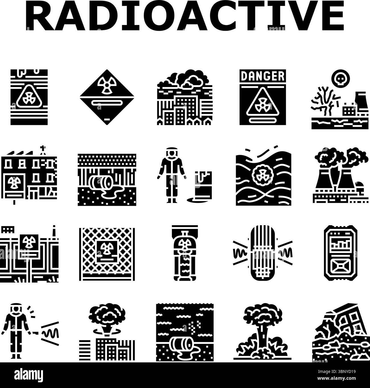 radioactive pollution icons set vector Stock Vector Image & Art - Alamy