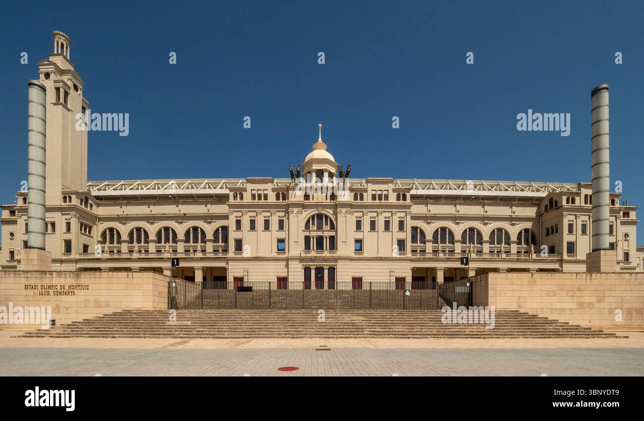 The impressive main facade of the Estadi Olímpic Lluís Companys on ...
