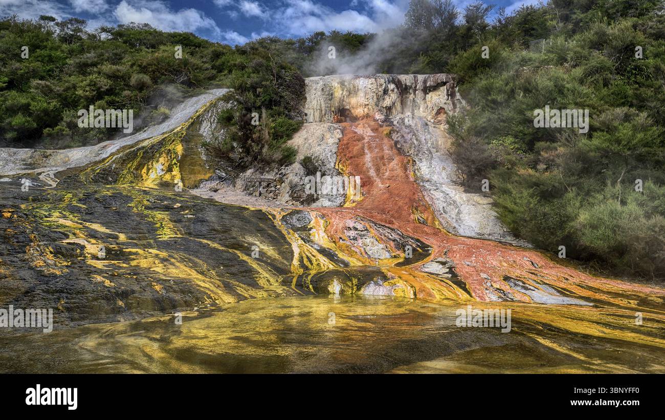New Zealand, North Island, Orakei Korako, Landscape, Waikako River ...