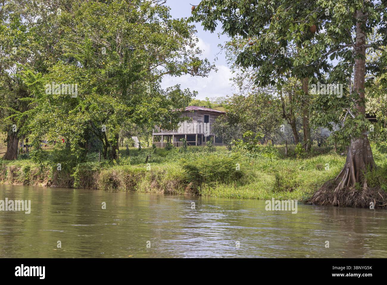 Scenic view of houses along San Juan river also known as El Desaguadero ...
