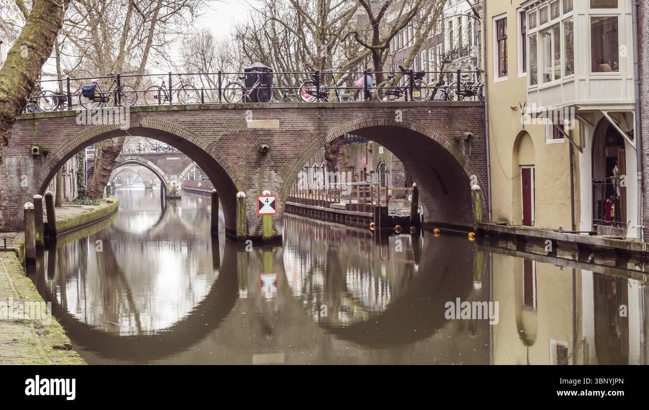 Old bridges in the historical center of Utrecht in the Netherlands ...