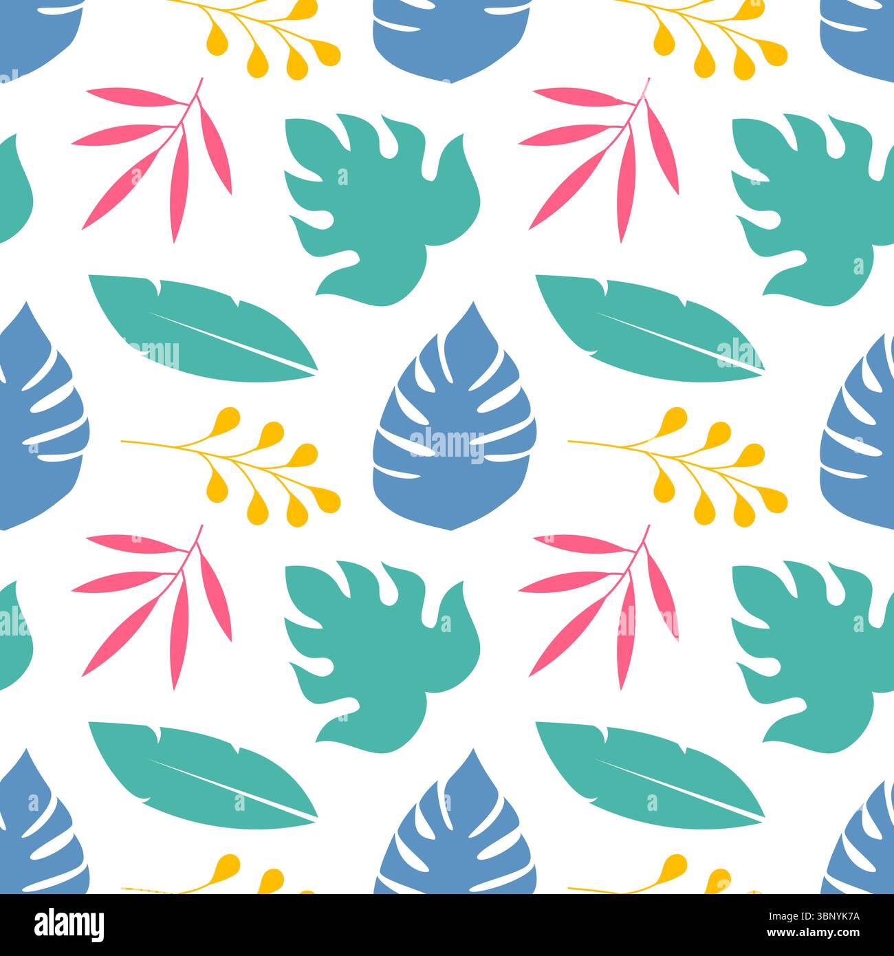 Tropical Summer Seamless Pattern with Beach Elements in Cartoon Flat ...