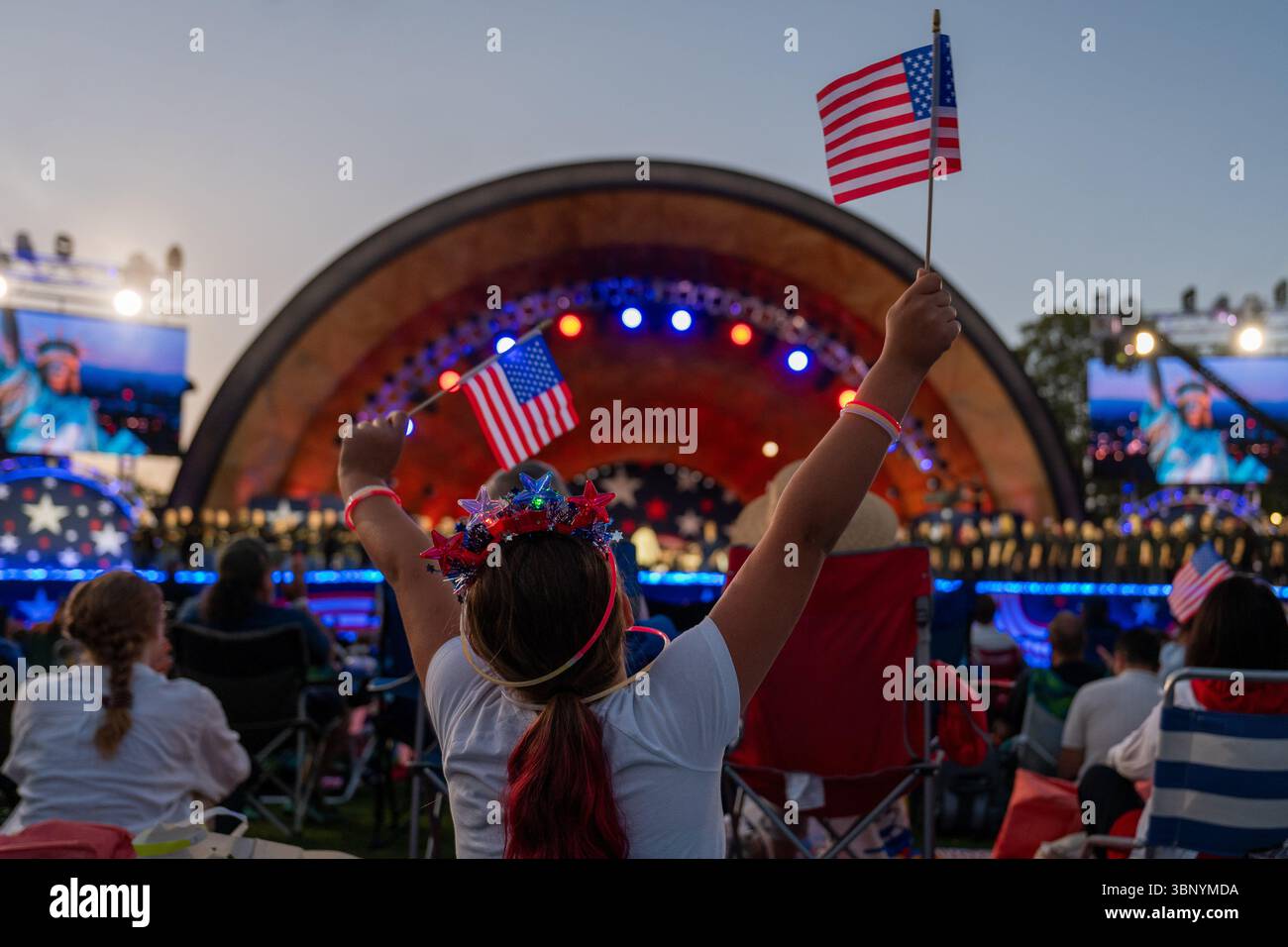 Boston, USA. 4th July, 2025. People attend a celebration marking U.S ...