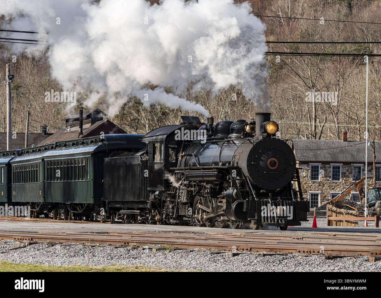 A Front to the Side View of a Restored Narrow Gauge Passenger Train ...