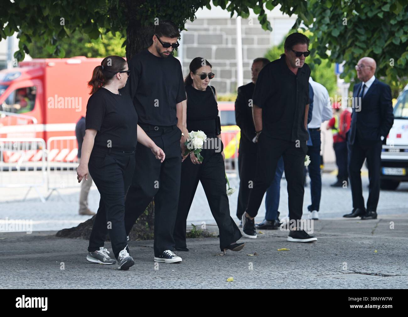 Manchester City and Portugal player Ruben Dias arrives at the funeral ...