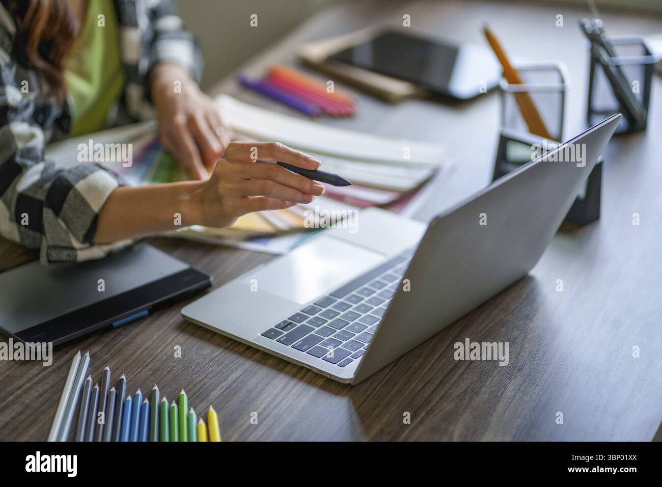 Graphic design work at desk, Creative designer concept Stock Photo - Alamy