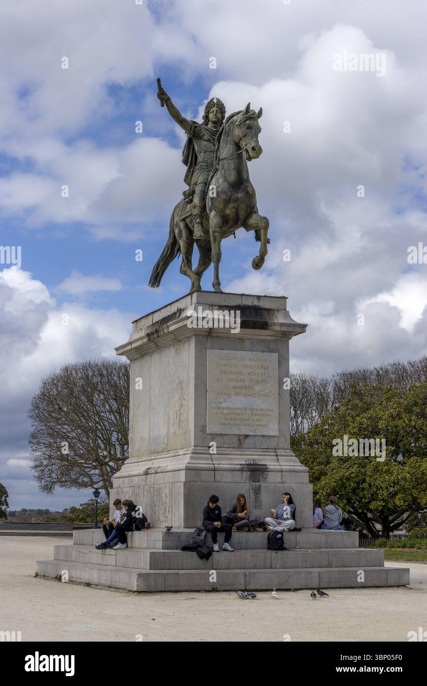 Equestrian statue of Louis XIV (Louis XIV), in the Promenade du Peyrou ...