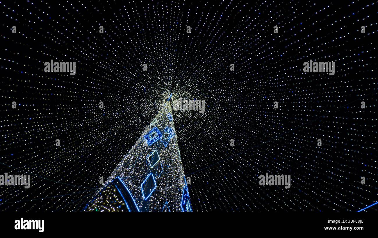A Spectacular Display of Twinkling Holiday Lights Captured from Below ...
