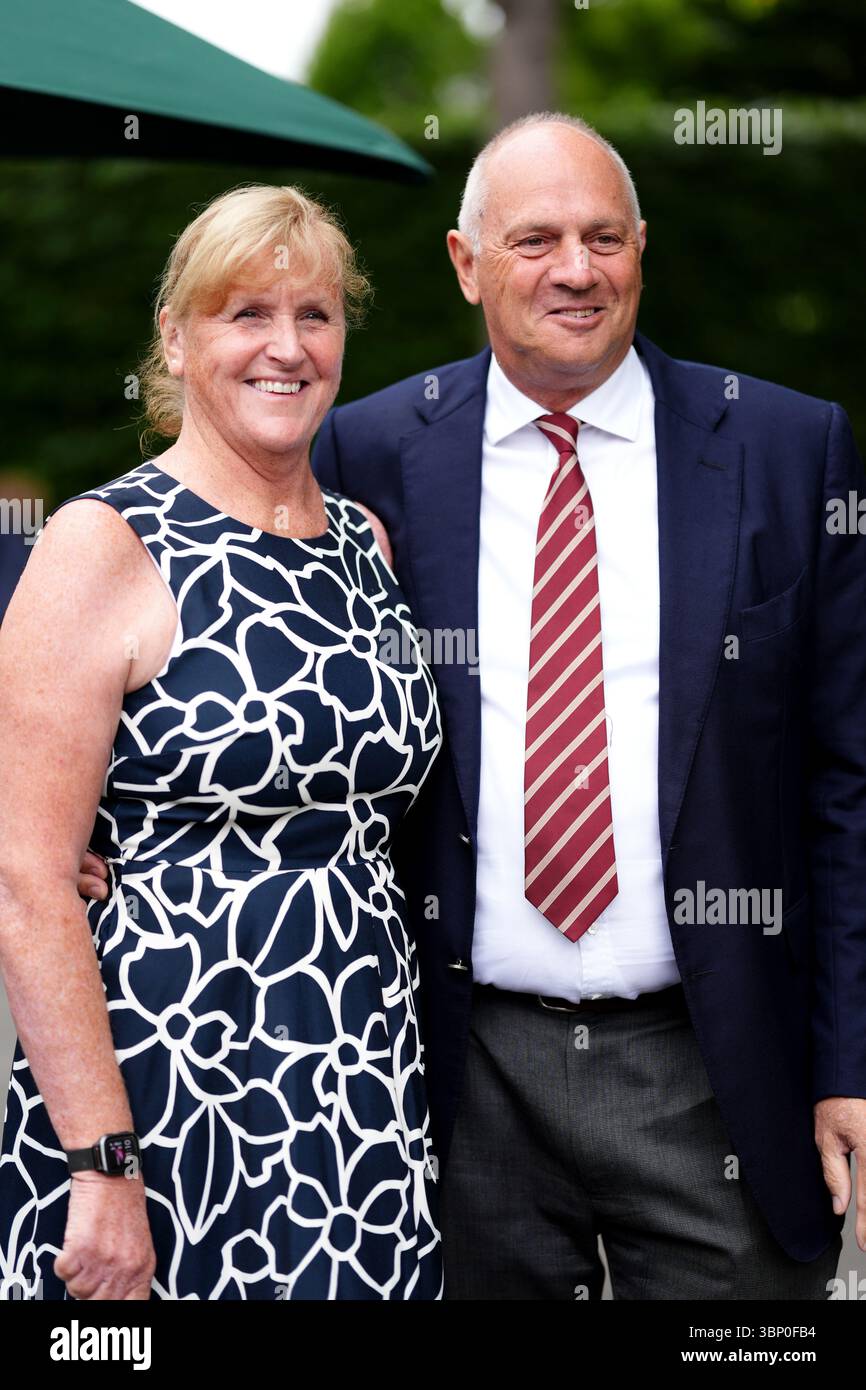 Sir Steve Redgrave with his wife Ann on day six of the 2025 Wimbledon ...