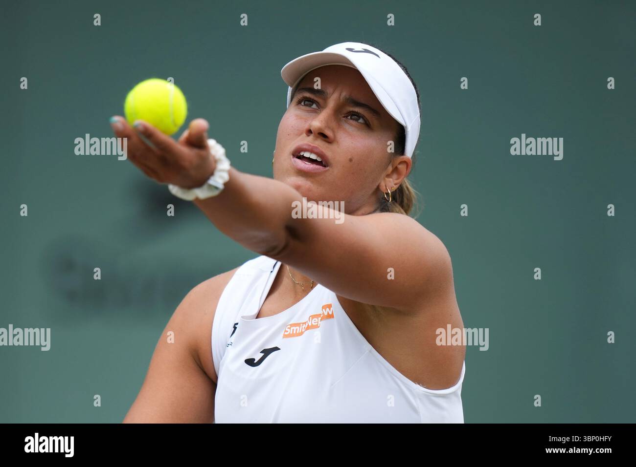 Jessica Bouzas Maneiro of Spain serves to Dayana Yastremska of Ukraine ...