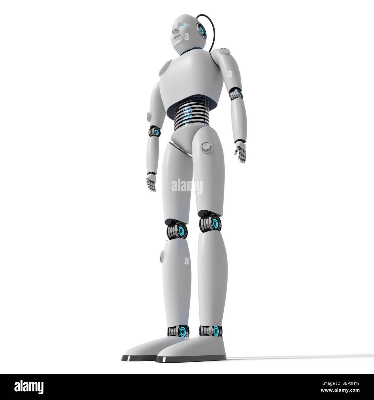 Single humanoid robot - 3D illustration Stock Photo - Alamy