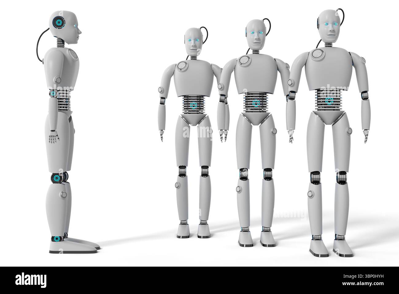 Four humanoid robots - 3D illustration Stock Photo - Alamy