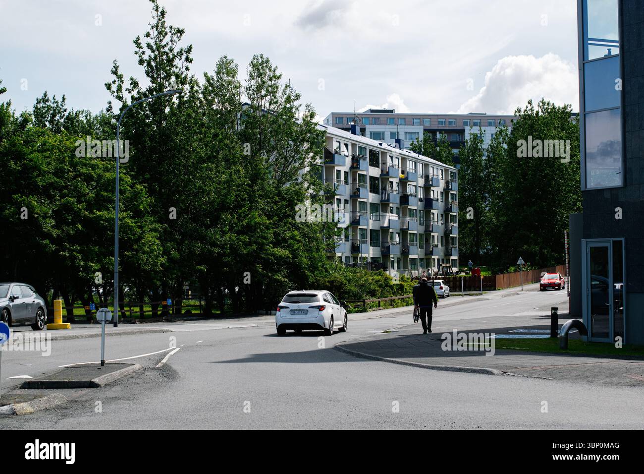 Reykjavik, Iceland - June 28, 2025: Street scene with residential ...