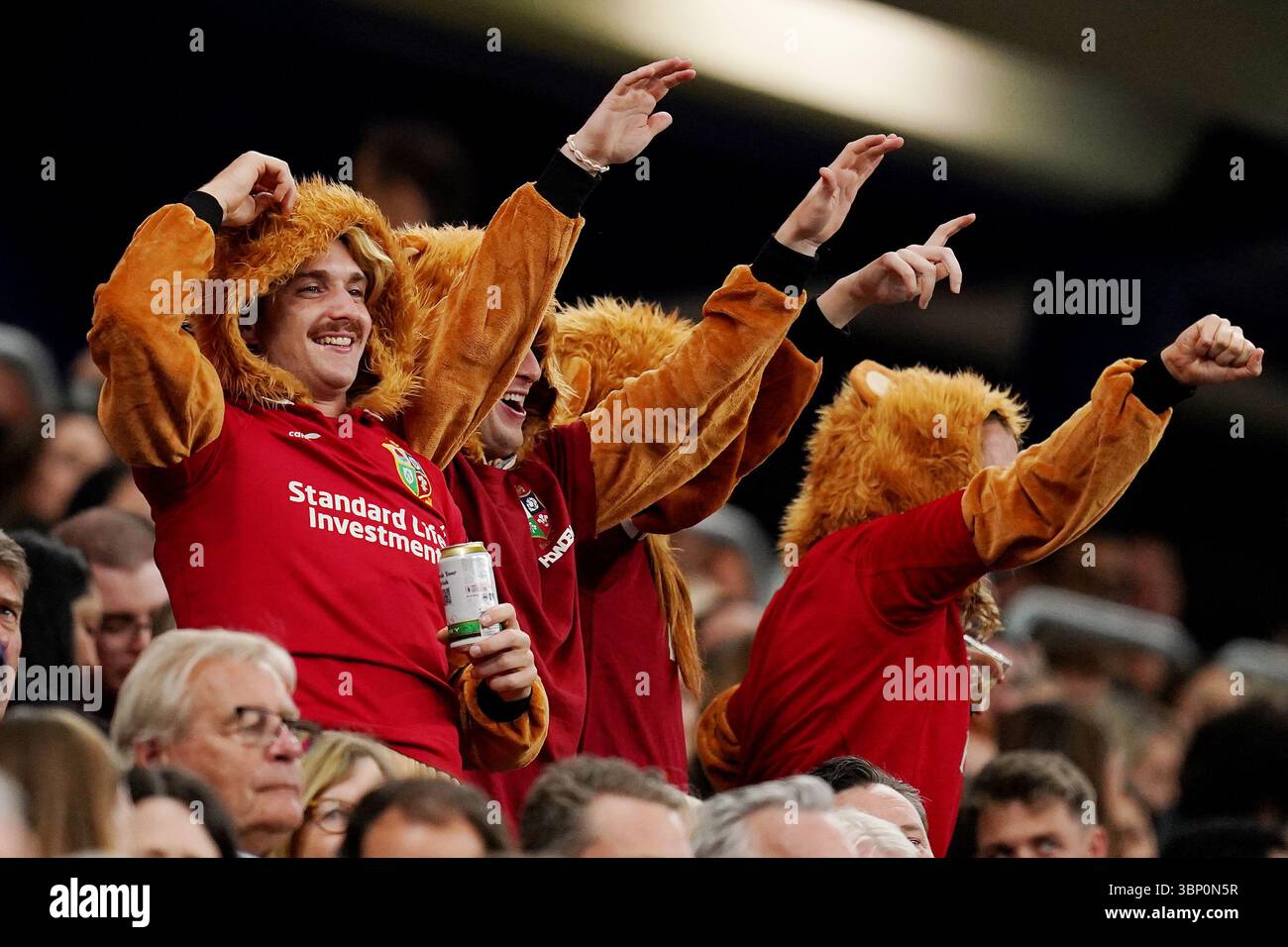 British and Irish Lions supporters celebrate in the stands during the ...