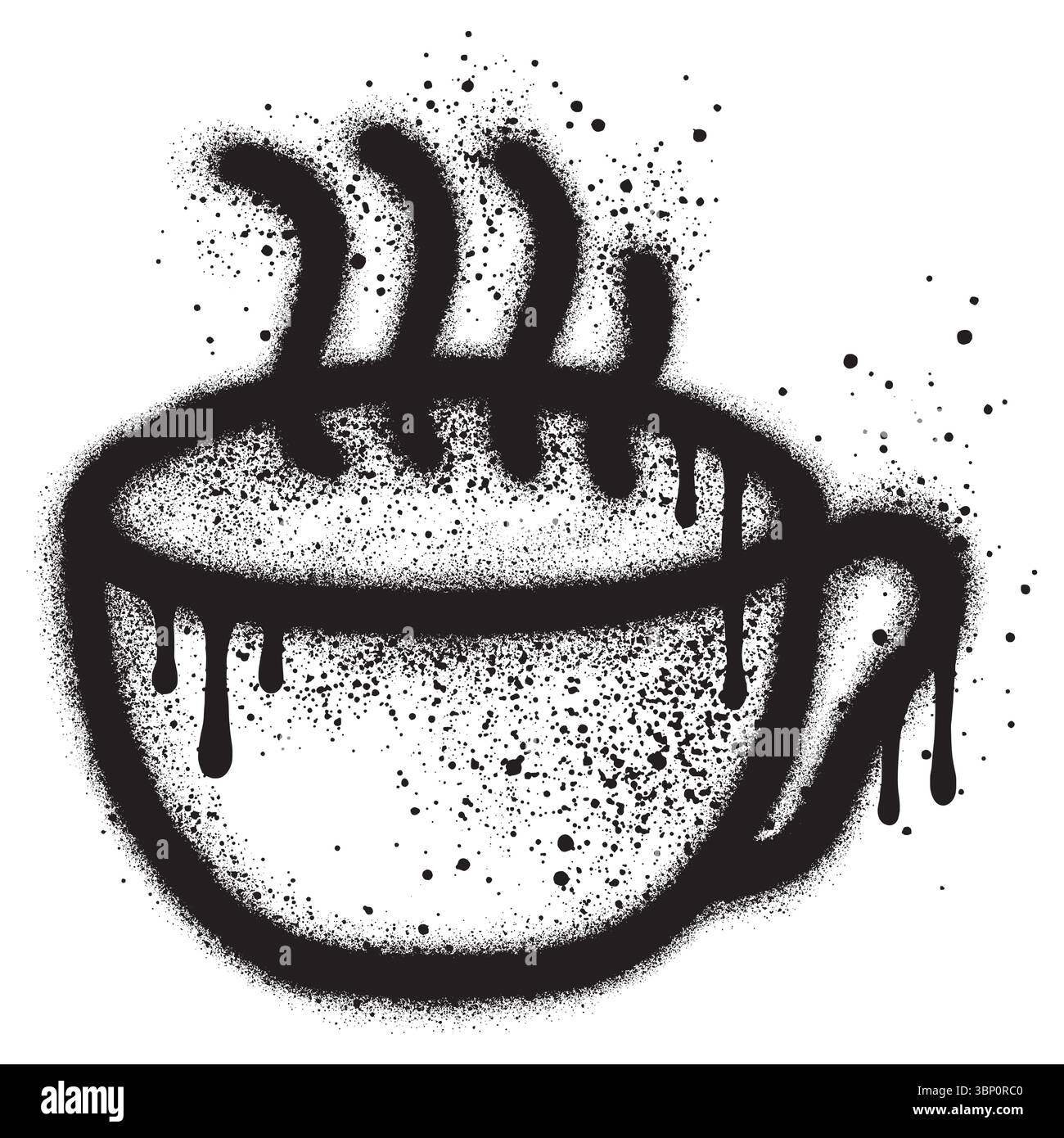 coffee cup graffiti with black spray paint. vector illustration Stock ...