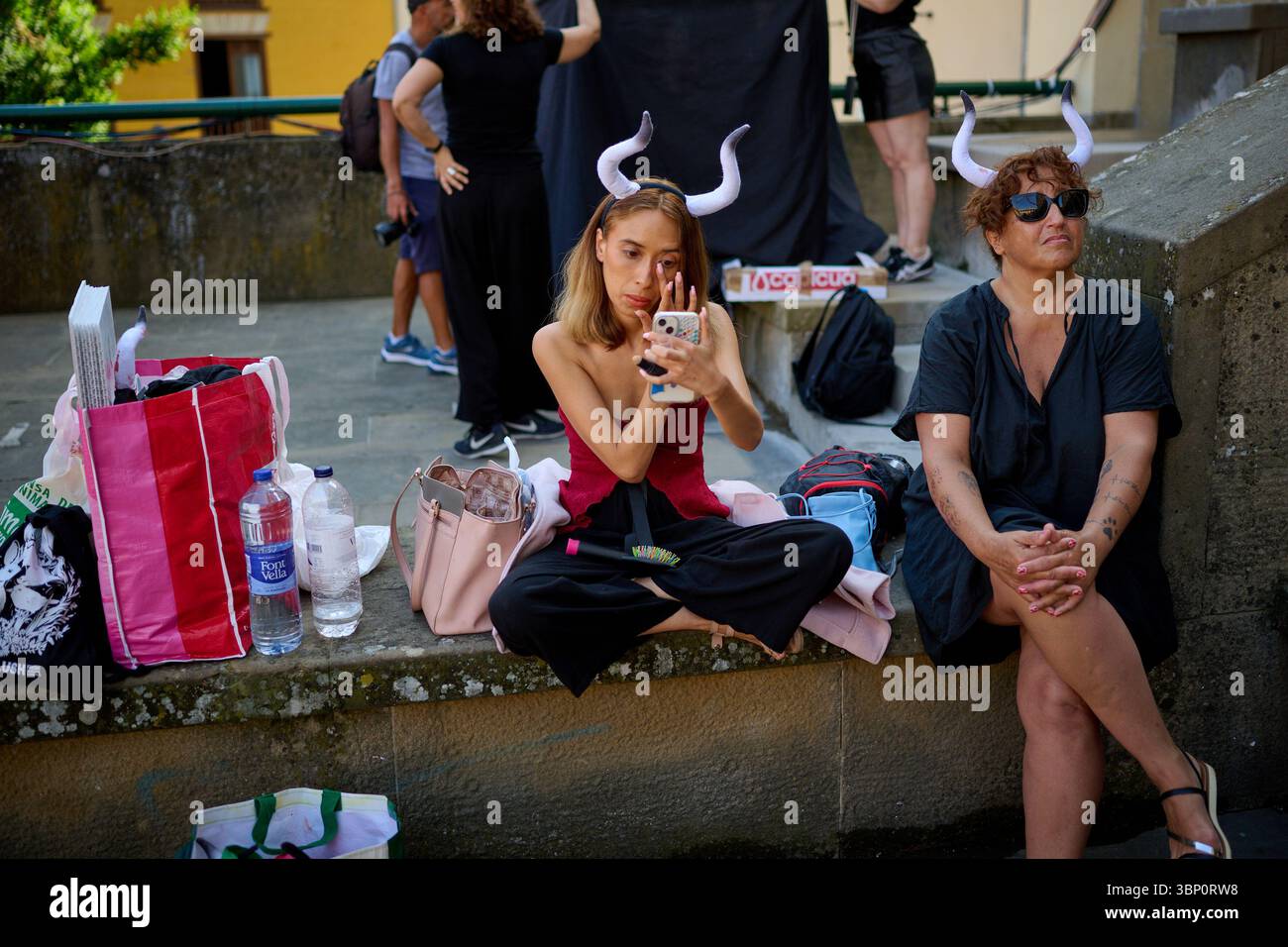 Animal rights activists prepare to take part in a protest ahead of the ...