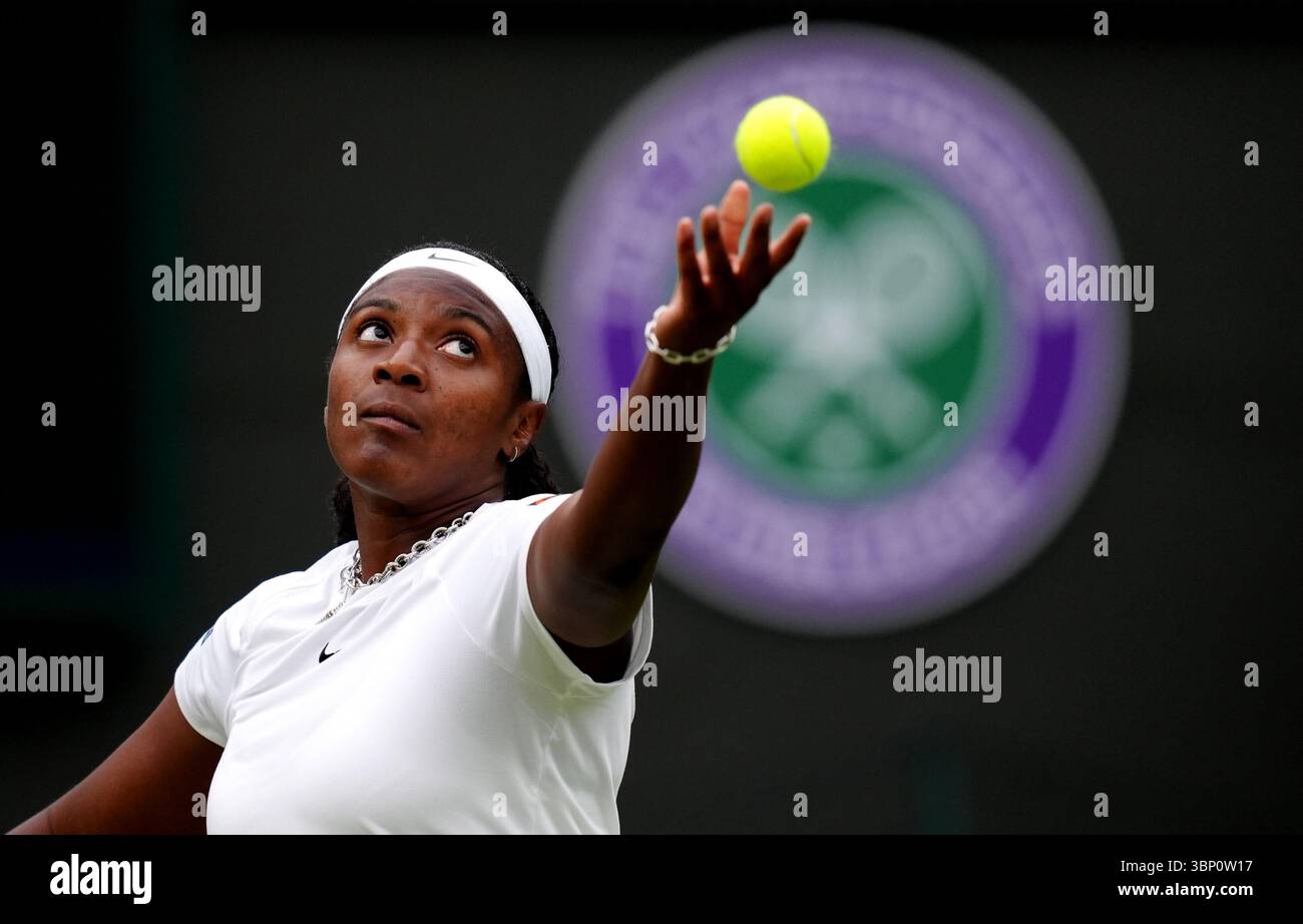 Hailey Baptiste during her Ladies’ Singles match against Mirra Andreeva ...