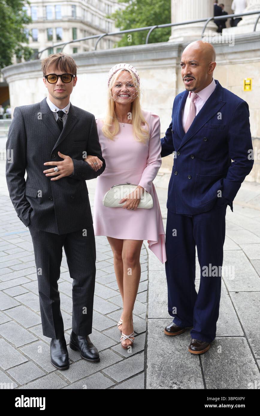 Emma Bunton, her partner Jade Jones and son Beau, arrive for the ...