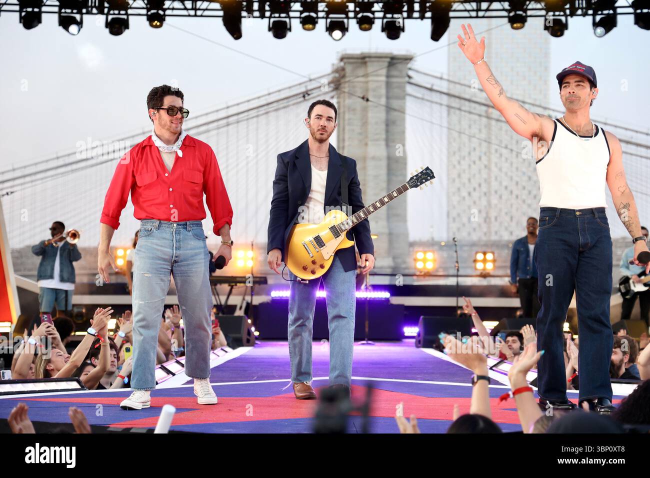New York, NY, USA. 4th July, 2025. The Jonas Brothers at the 2025 Macy ...