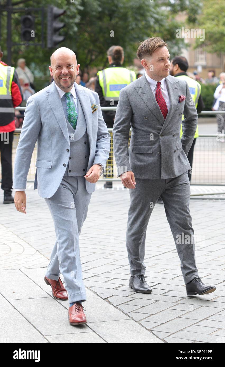 Tom Allen (left) arrives for the wedding of Spice Girl Melanie Brown ...