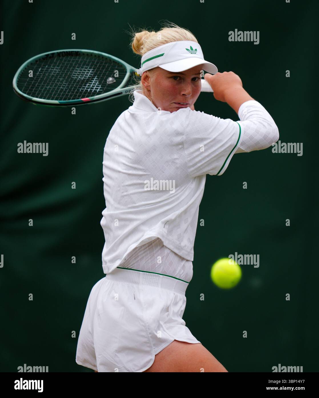 Clara Tauson during her Ladies’ Singles match against Elena Rybakina on ...