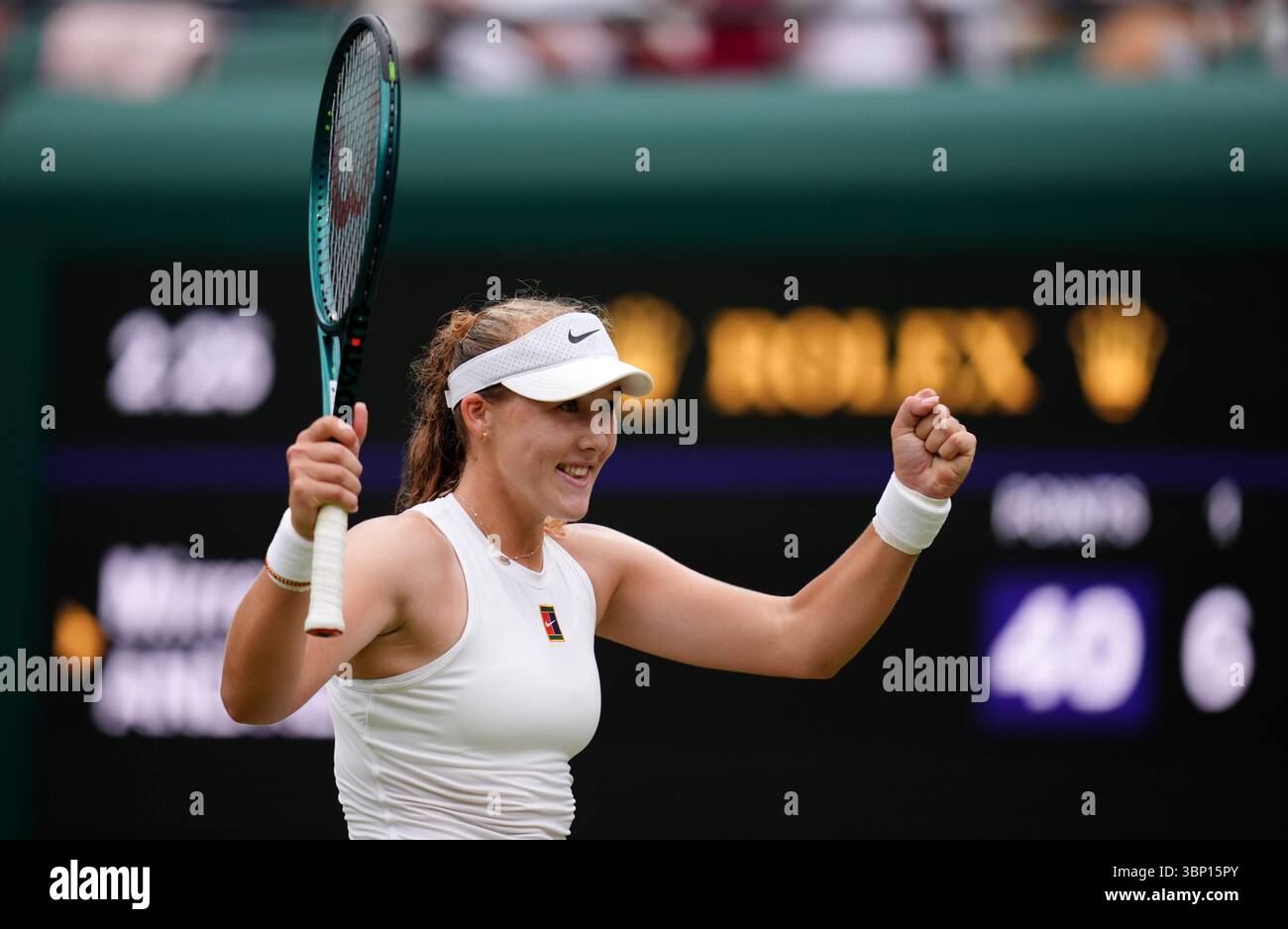 Mirra Andreeva celebrates victory over Hailey Baptiste on day six of ...
