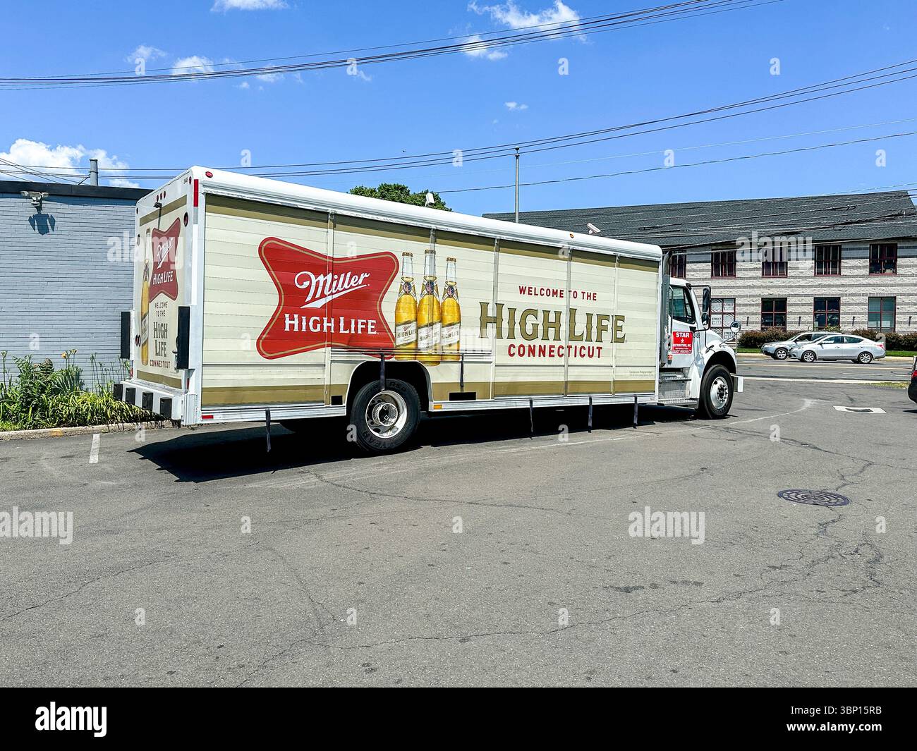 NORWALK, CT, USA - JUNE 25, 2025: A delivery truck bearing Miller High ...