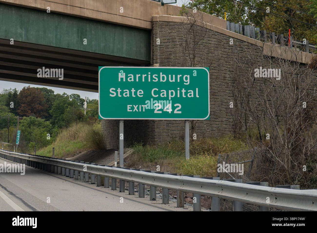 sign for Exit 242 from the Pennsylvania Turnpike I-76 for the State ...