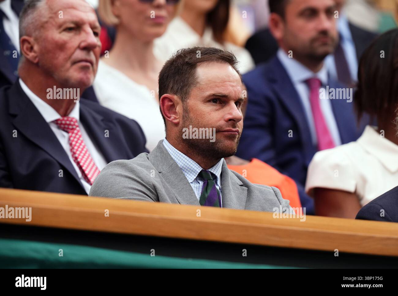 Andy Roddick in the Royal Box on day six of the 2025 Wimbledon ...