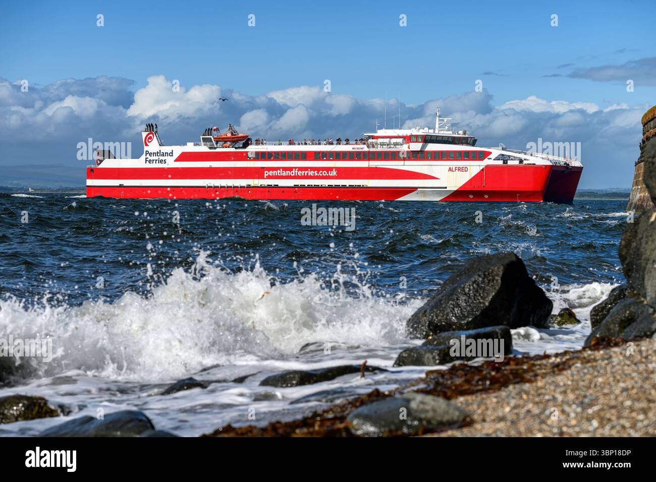 Alfred, a catamaran ferry operated by Orkney-based Pentland Ferries ...