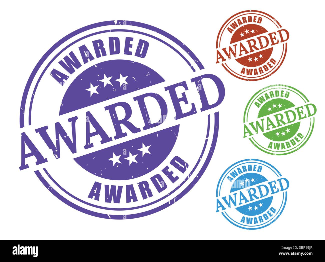 Award Winning Stamps Four Color Achievement Seals Stock Vector Image ...