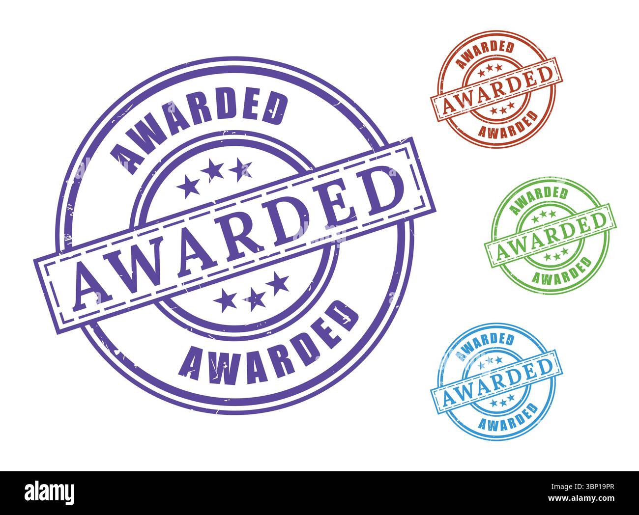 Award Winning Stamps Four Colorful Awarded Seals for Recognition Stock ...