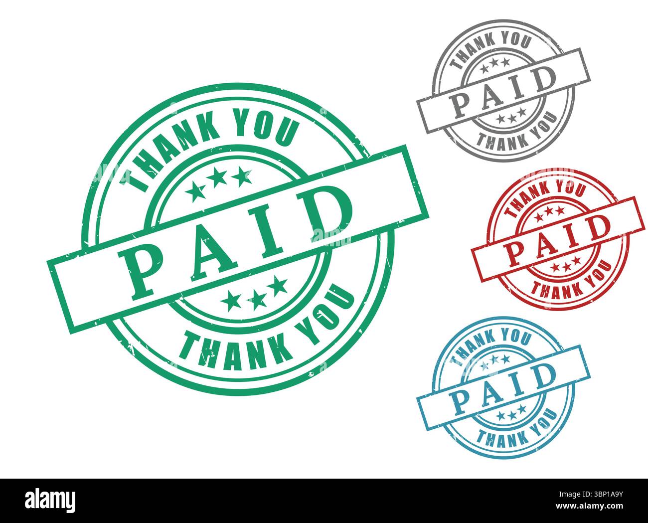 Paid Stamps Green Red Blue Transaction Approved Graphics Stock Vector ...