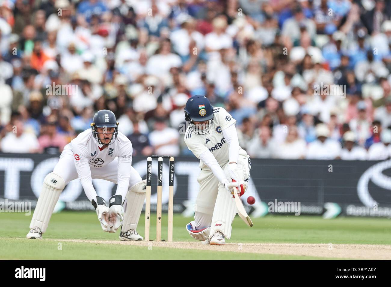 India captain Shubman Gill hits a four (4) during the 2nd Rothesay Test ...