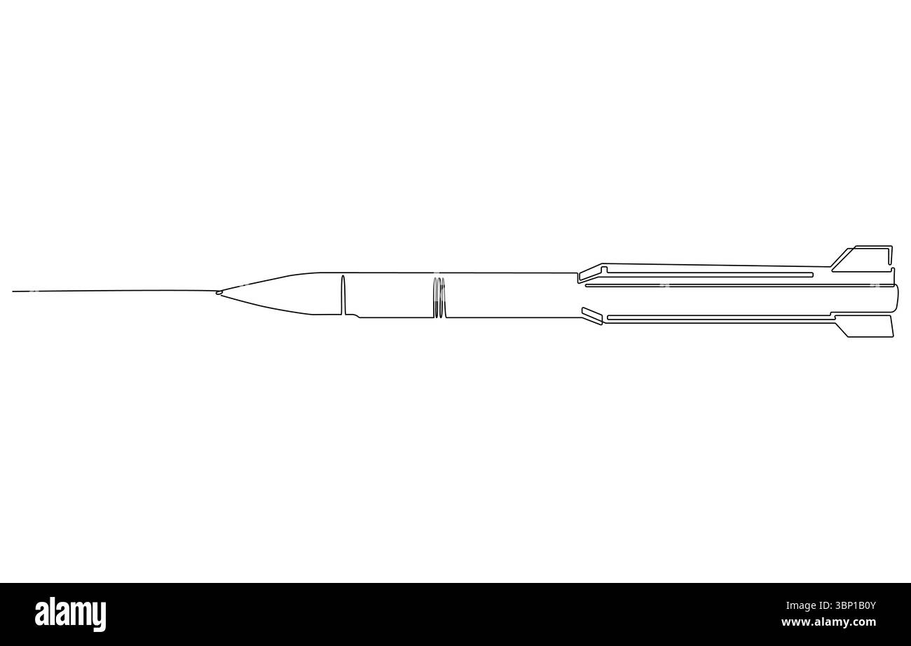Continuous Line Drawing of a Rocket in Flight, Line drawing of a ...