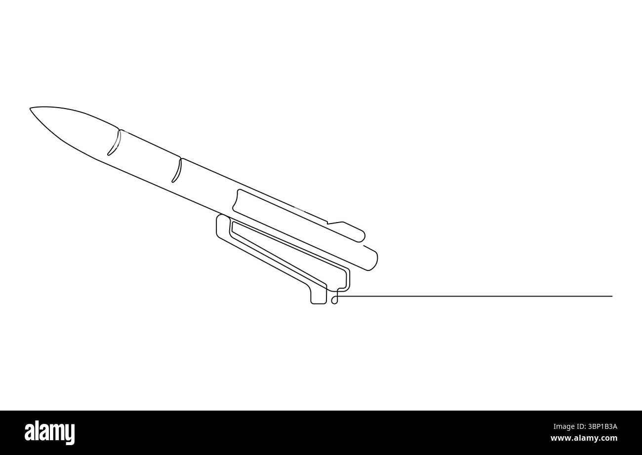 Continuous Line Drawing of a Rocket in Flight, Line drawing of a ...