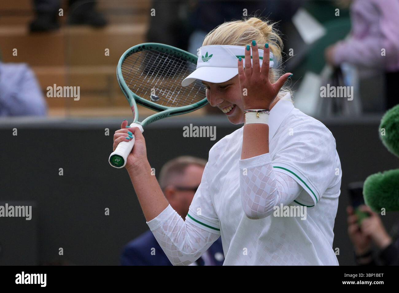 Clara Tauson of Denmark celebrates winning her women's singles third ...