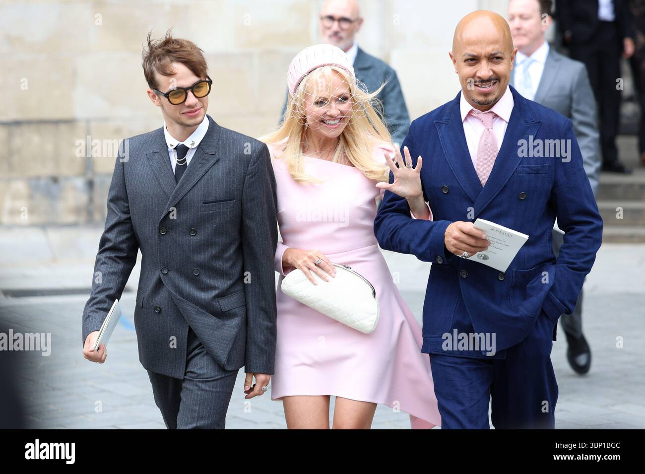 Emma Bunton, her partner Jade Jones and son Beau, leave following the ...