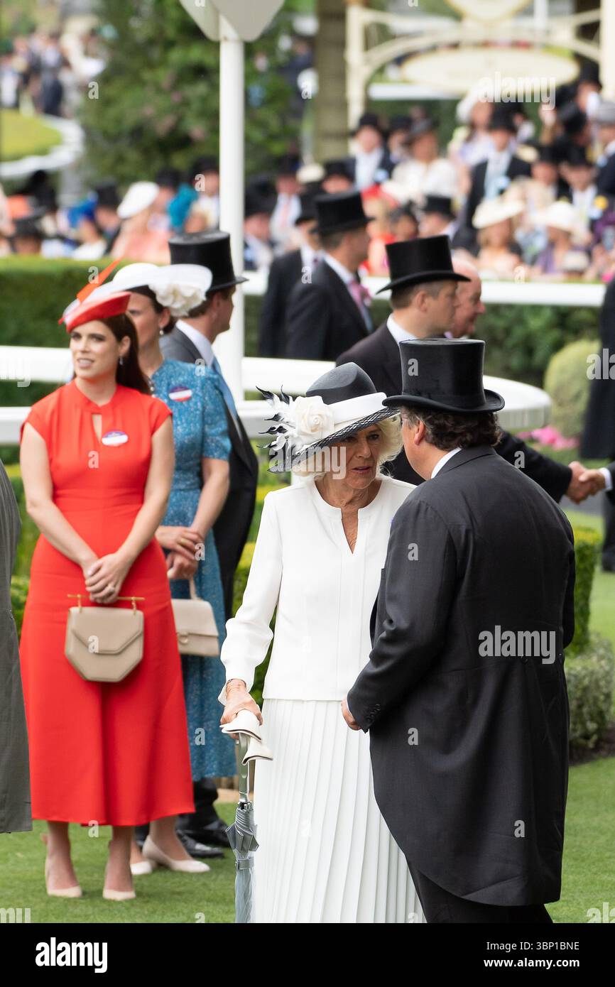 Ascot, UK. 21st June, 2025. Princess Eugenie, Queen Camilla and Sir ...