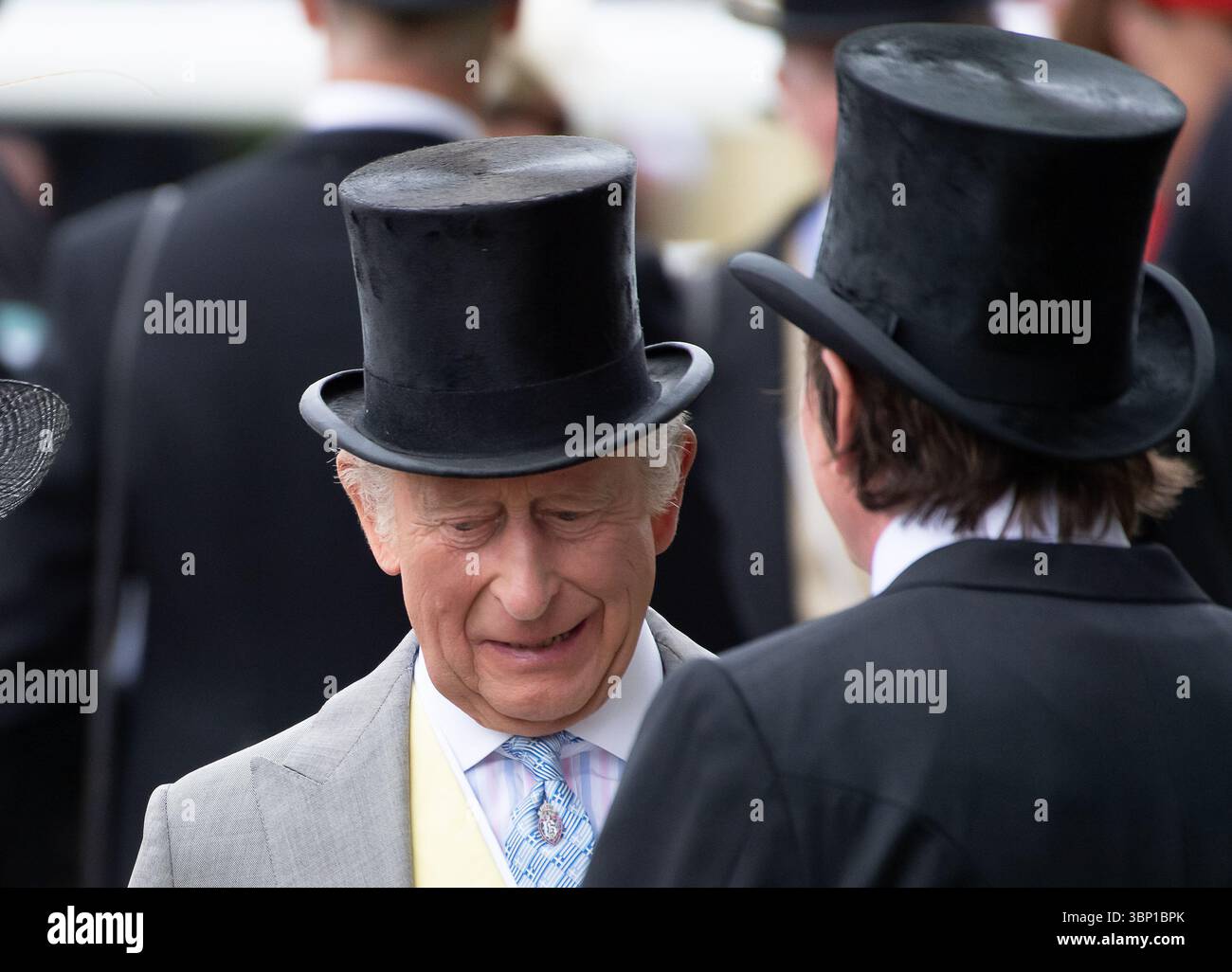 Ascot, UK. 21st June, 2025. King Charles III chats to David Howden in ...
