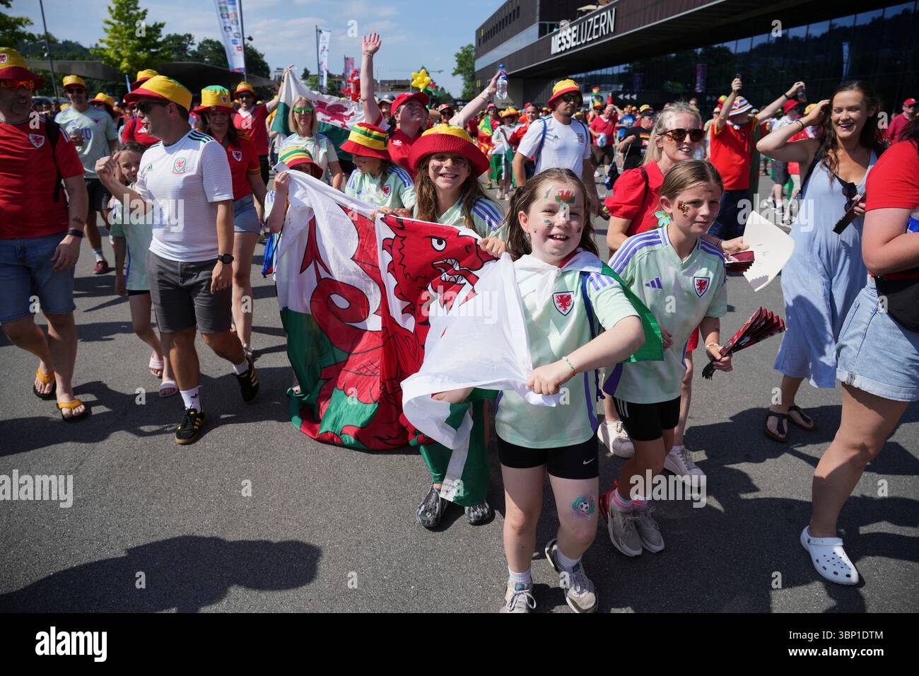 Young Wales supporters head to the stadium for the Euro 2025, group D ...