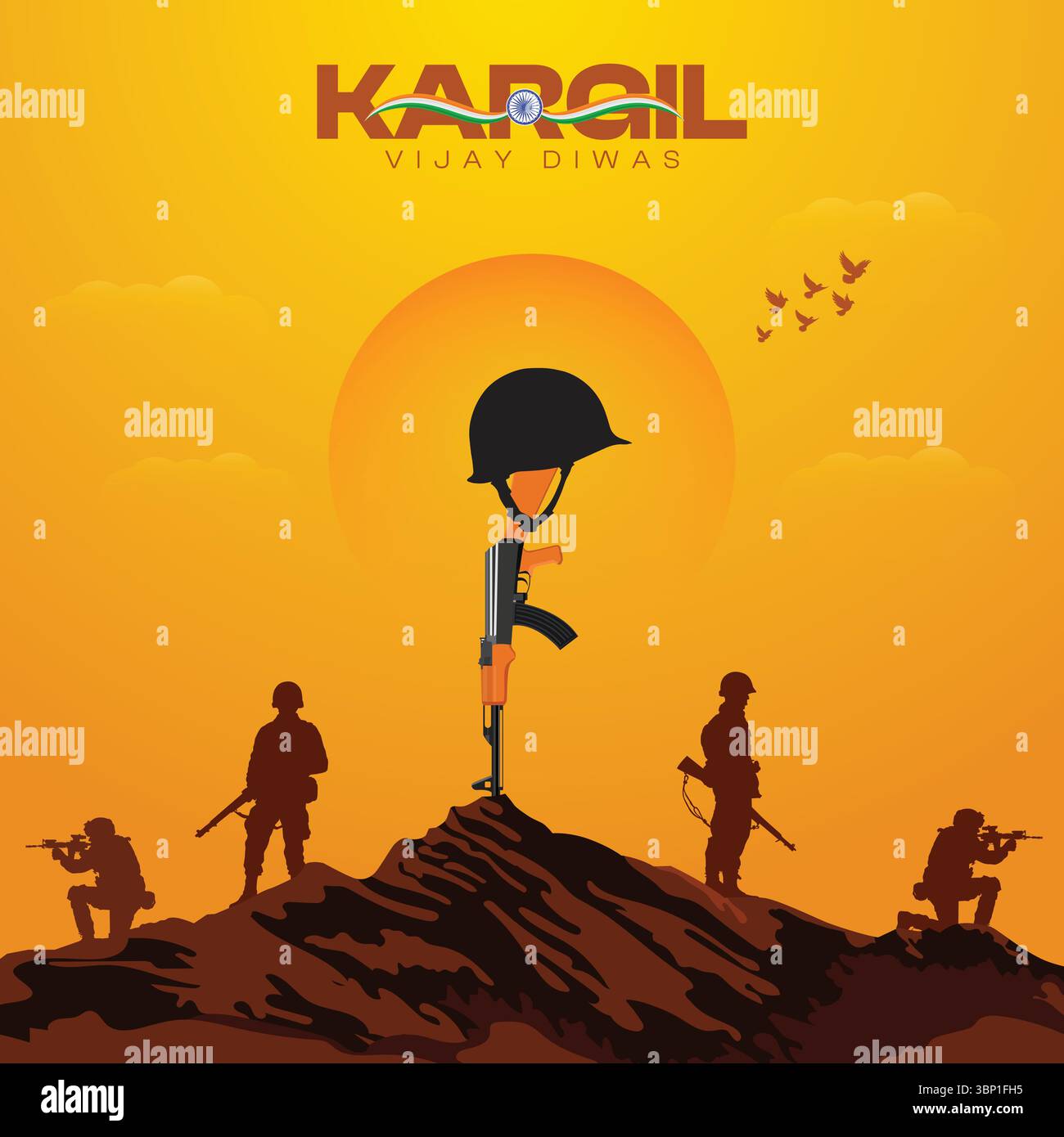 Kargil Vijay Diwas Poster | homage with soldier silhouettes and Indian ...