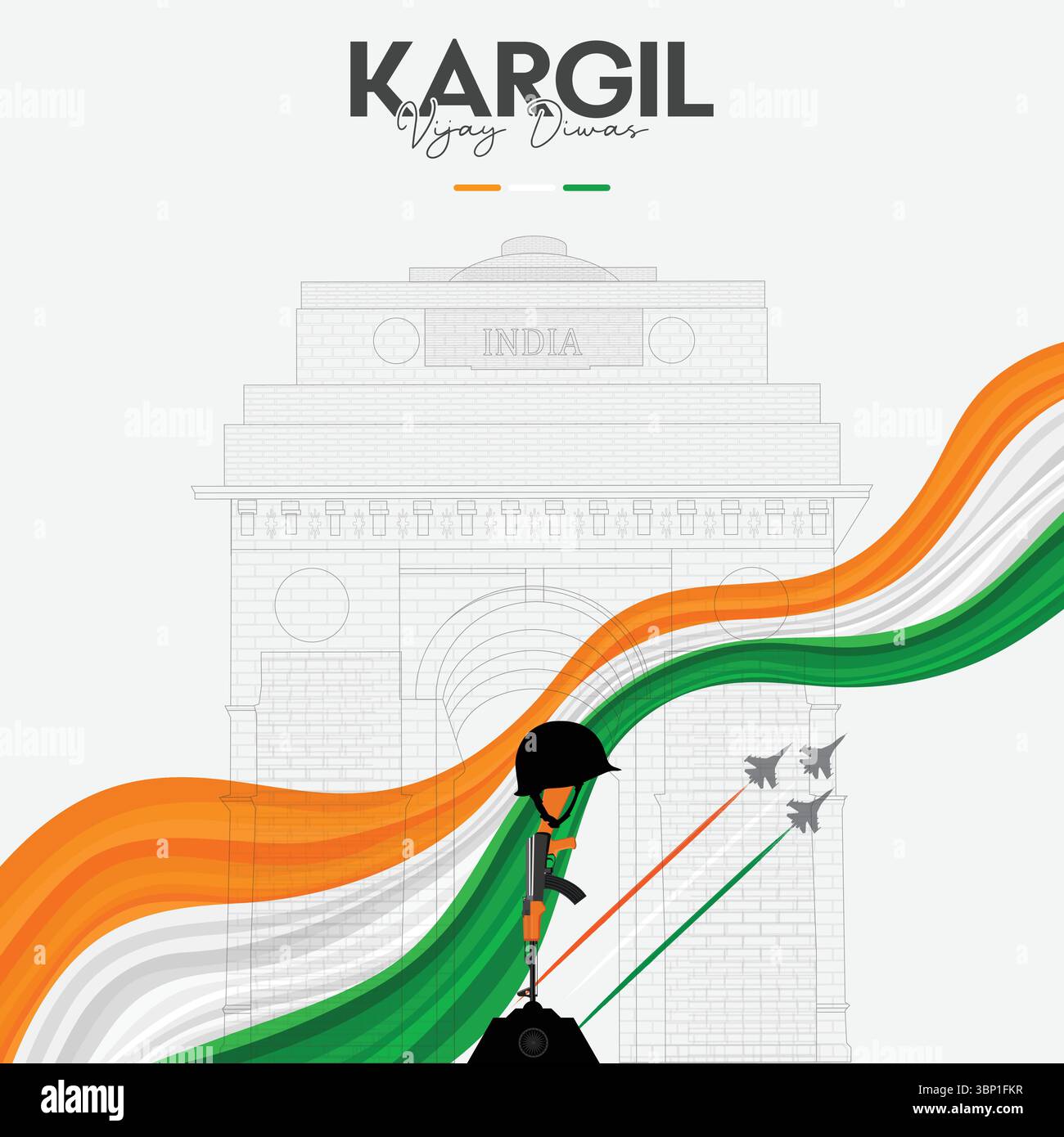 Kargil Vijay Diwas Poster | War Salute with Soldier, Ashoka Emblem and ...
