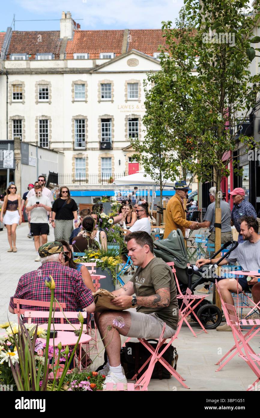Newly pedestrianised Princess Victoria Street in upmarket affluent hip ...