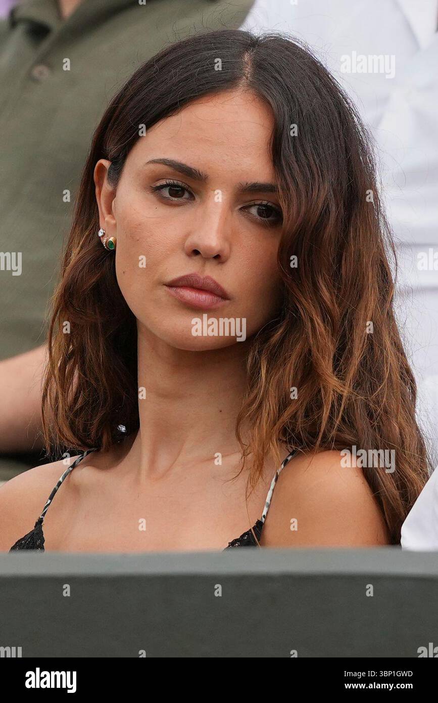 Eiza Gonzalez, the girlfriend of Grigor Dimitrov of Bulgaria watches as ...